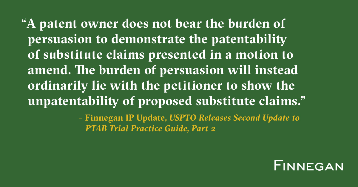 USPTO Releases Second Update to PTAB Trial Practice Guide, Part 2 | IP ...