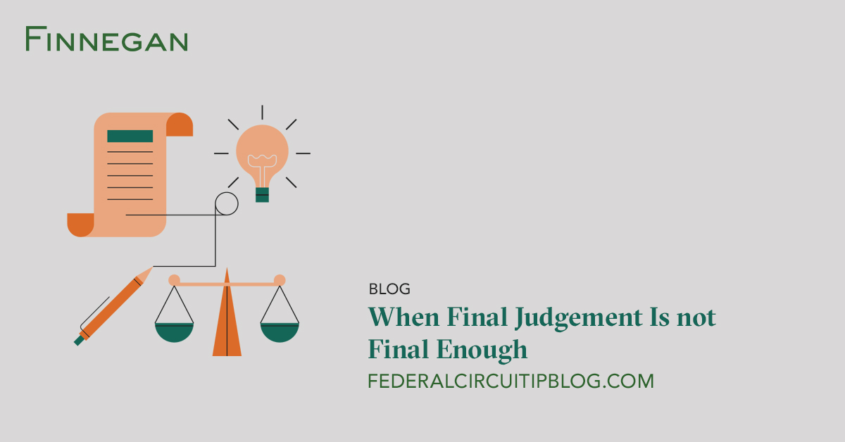 When Final Judgement Is not Final Enough | Finnegan | Leading IP+ Law Firm