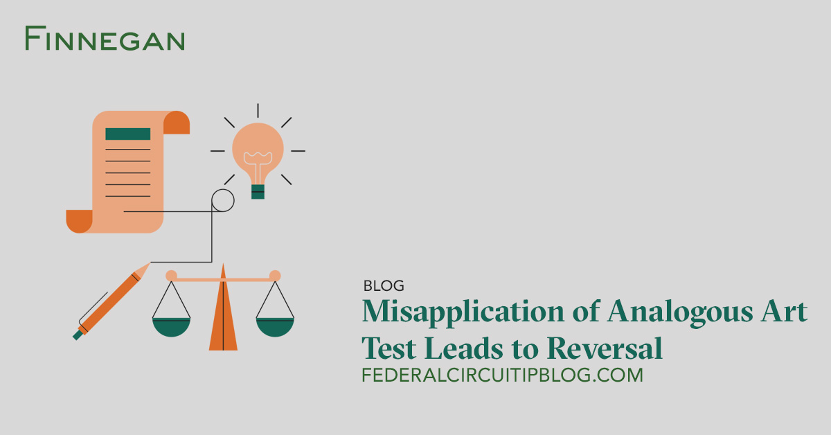 Misapplication of Analogous Art Test Leads to Reversal | Finnegan ...