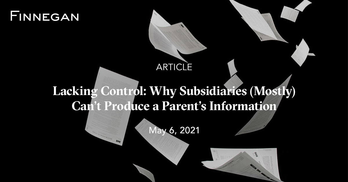 Lacking Control: Why Subsidiaries (Mostly) Can’t Produce a Parent’s ...