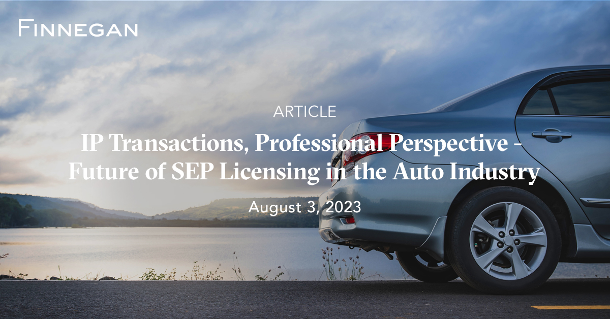 IP Transactions, Professional Perspective - Future of SEP Licensing in ...