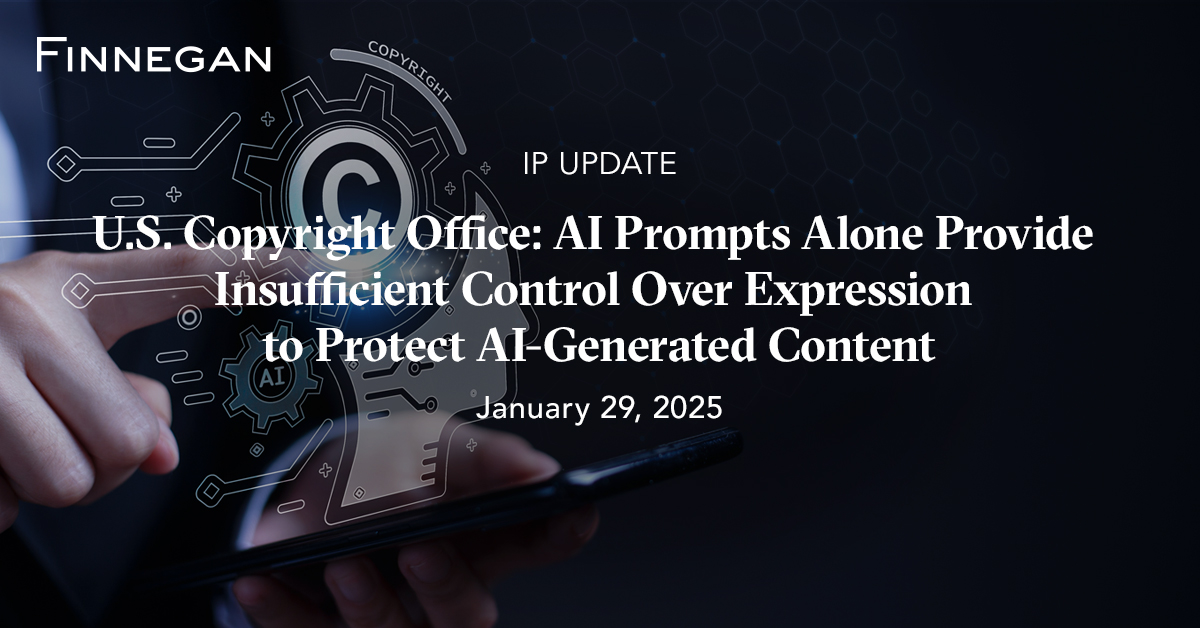 U.S. Copyright Office: AI Prompts Alone Provide Insufficient Control ...
