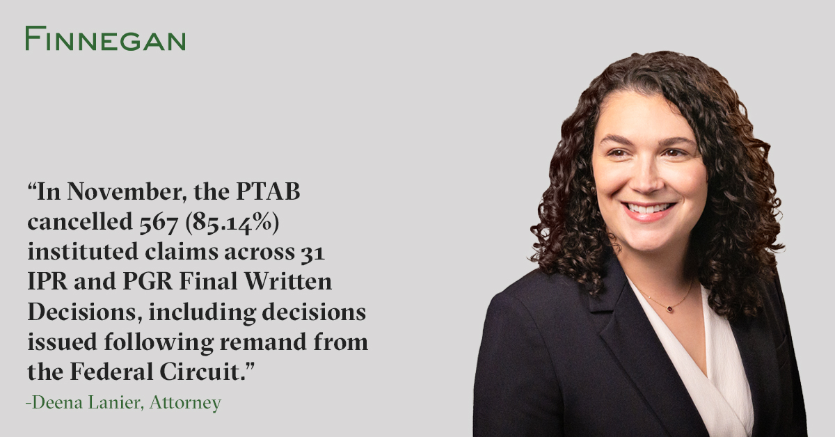 IPR and PGR Statistics for Final Written Decisions Issued in November ...